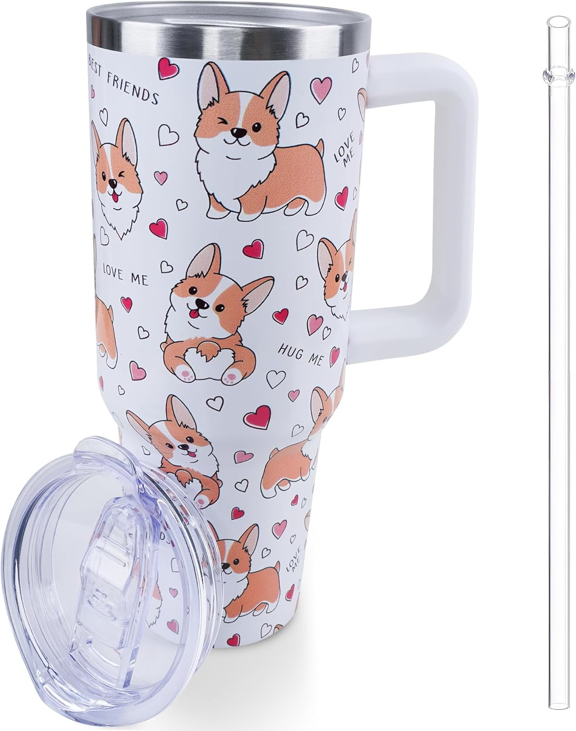 Mindunm 40 oz Stainless Steel Double-Walled Corgi Pattern Travel ...
