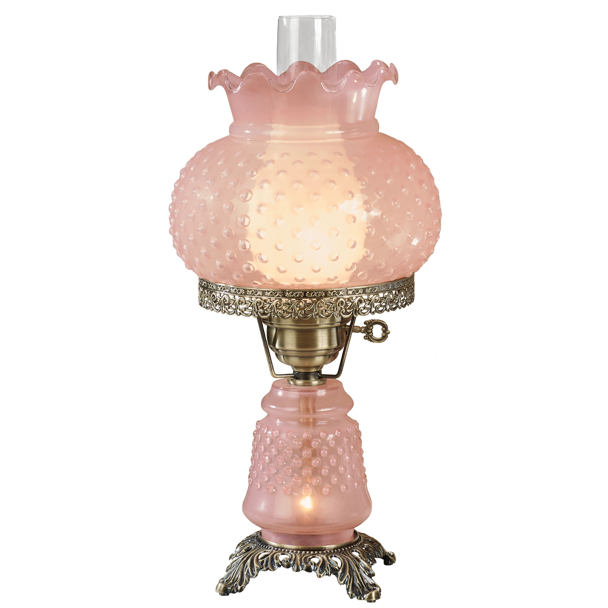 Mindy Hobnail Glass Table Lamp - Pink Shade - Handcrafted Globe - Blown ...