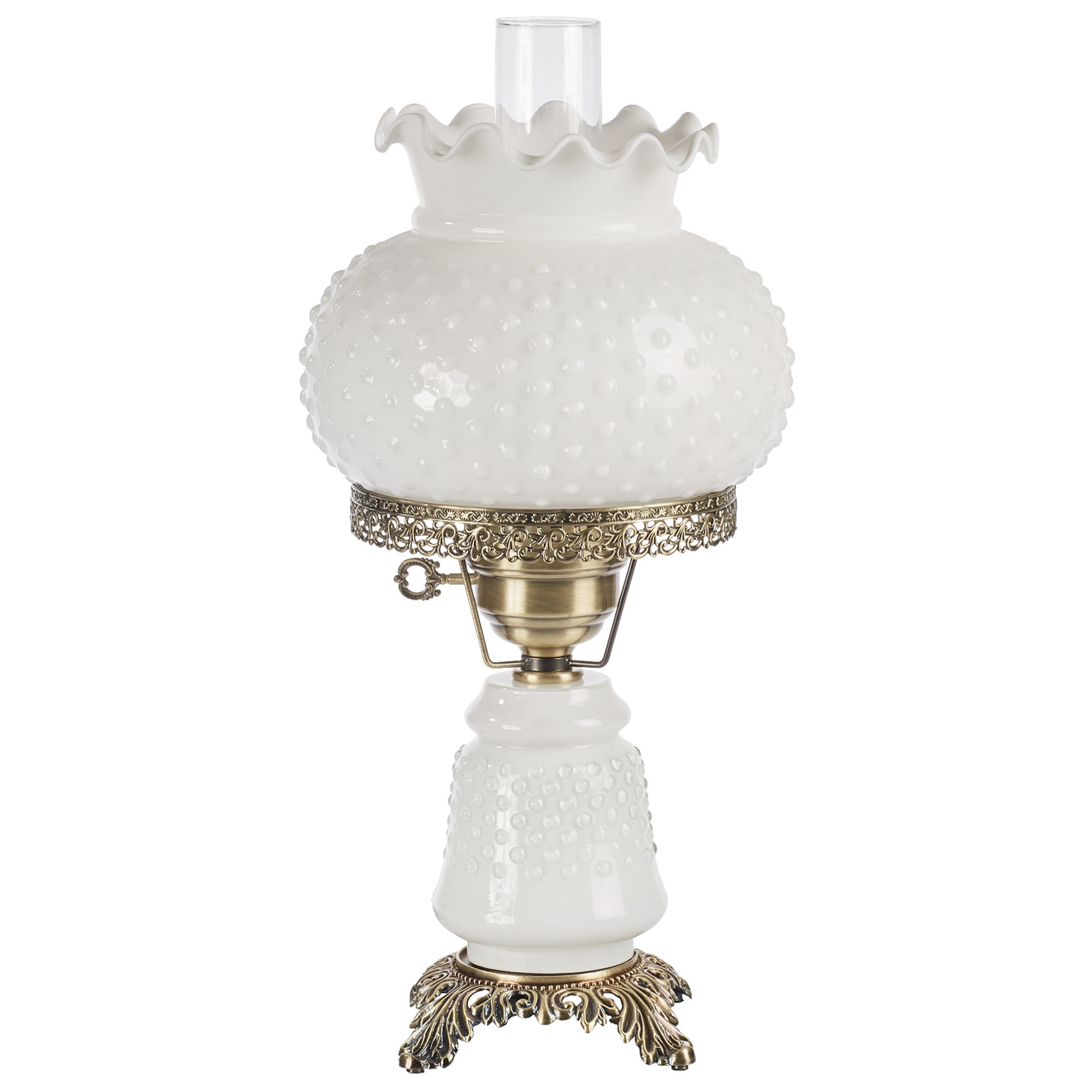 Mindy Hobnail Glass Table Lamp - White Shade - Handcrafted Globe ...