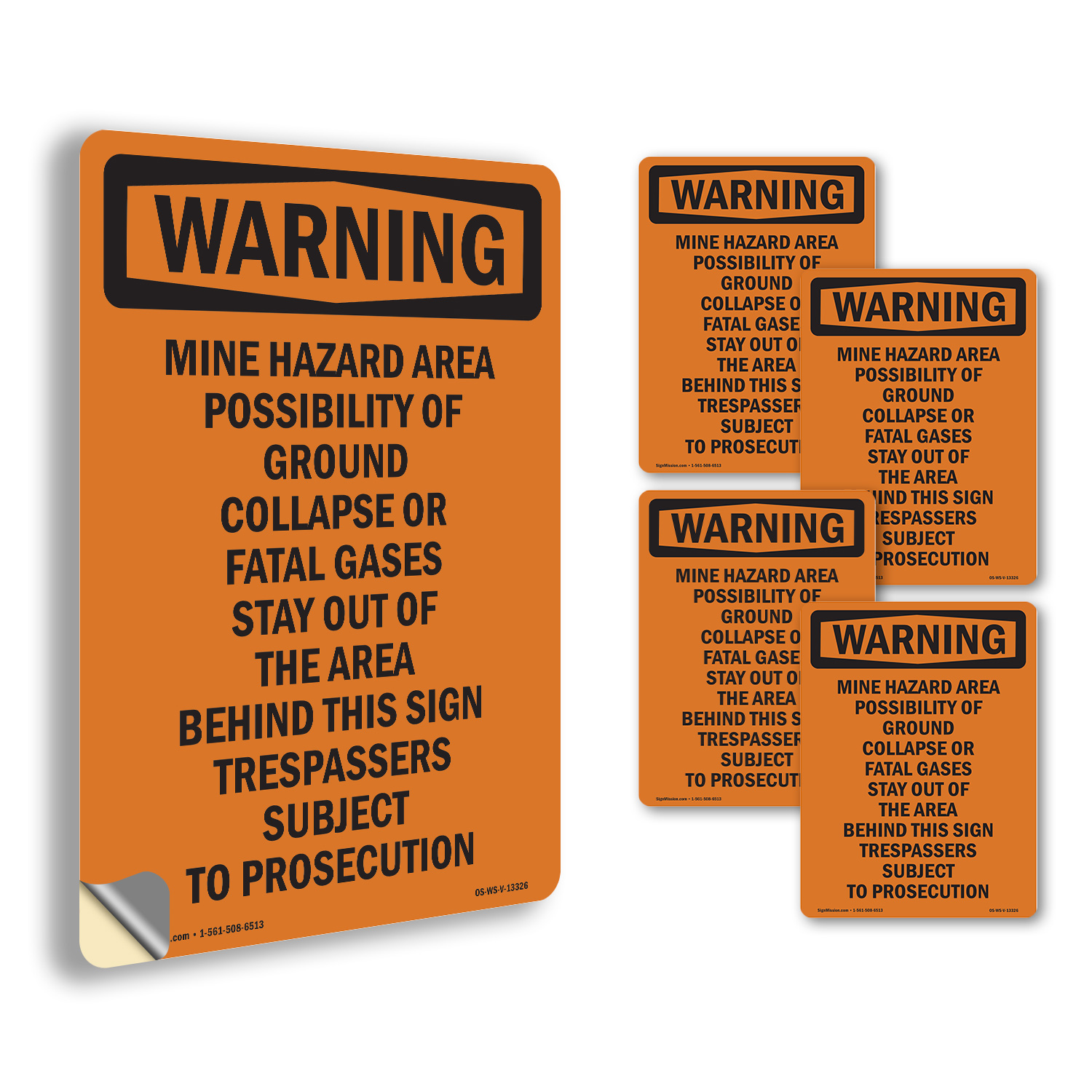 Mine Hazard Area Possibility Of OSHA WARNING Vinyl Decal Label 18 Inch ...