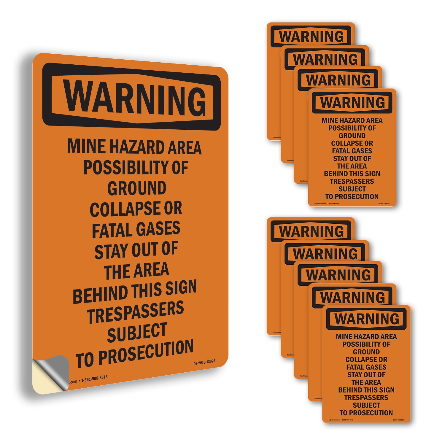 Mine Hazard Area Possibility Of OSHA WARNING Vinyl Decal Label 7 Inch x ...