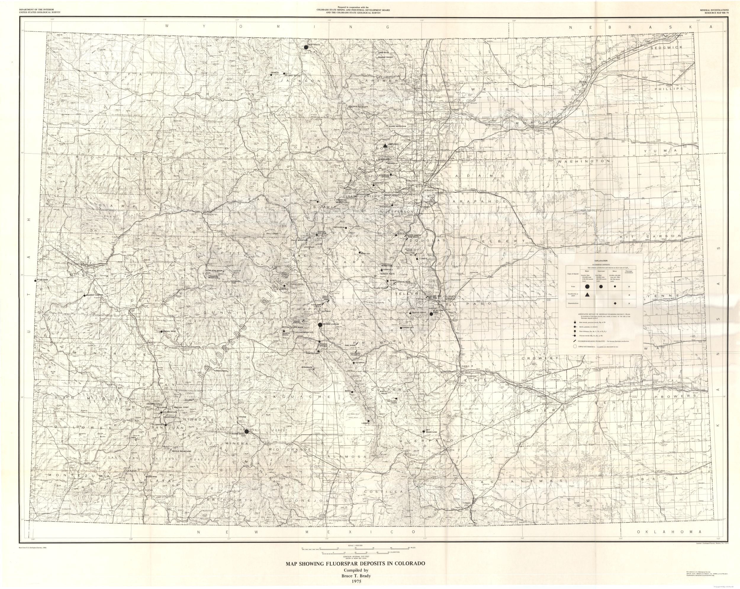 Historic Mine Map - Fluorspar Deposits in Colorado - Brady 1975 - 28.90 ...