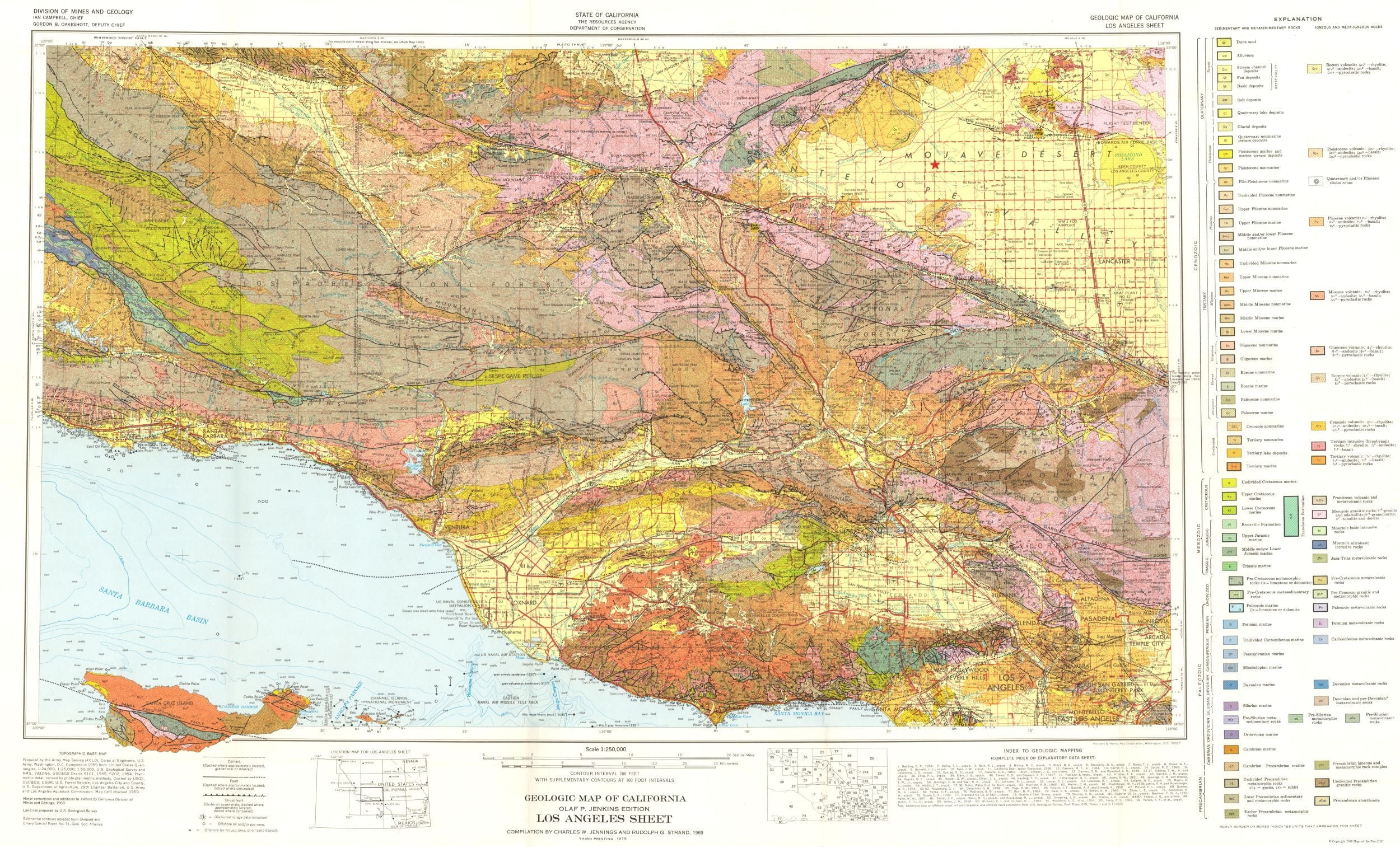 Historic Mine Map - Los Angeles California Geologic Sheet - Jennings ...