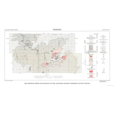 Historic Mine Map - Nevada Lake Pyramid Calcium Mines - USGS 1966 - 23 ...