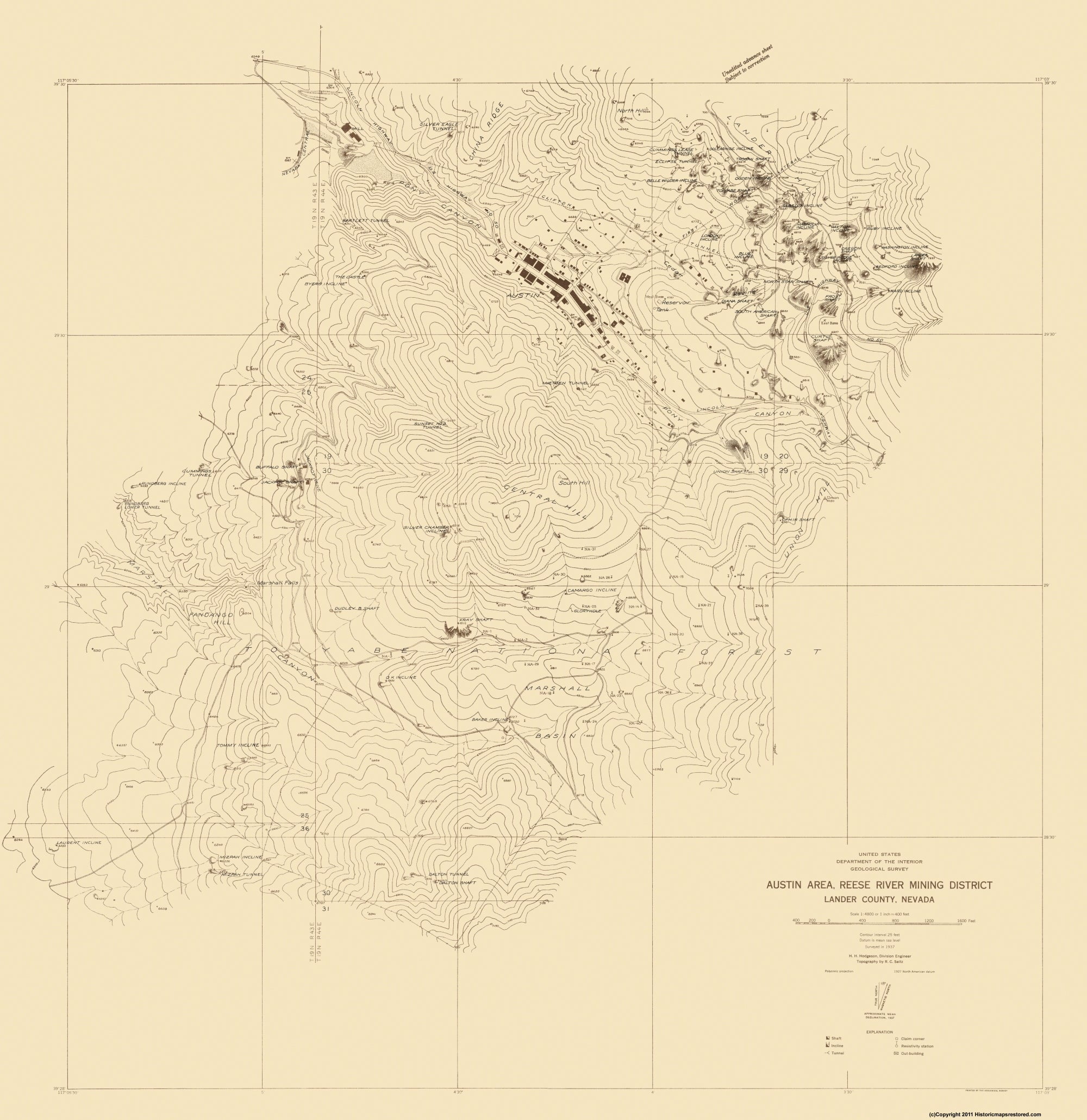 Historic Mine Map - Nevada Austin Reese River Mining District ...