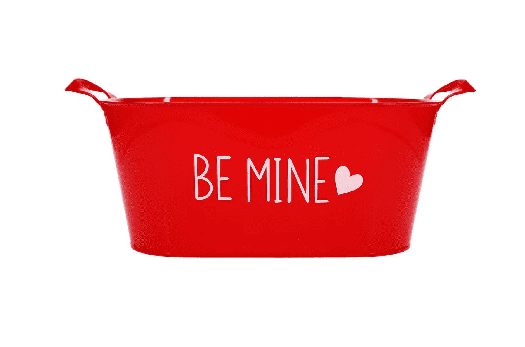 Be Mine Red Oval Bucket with Handle Sentiment Plastic Buckets Handles ...