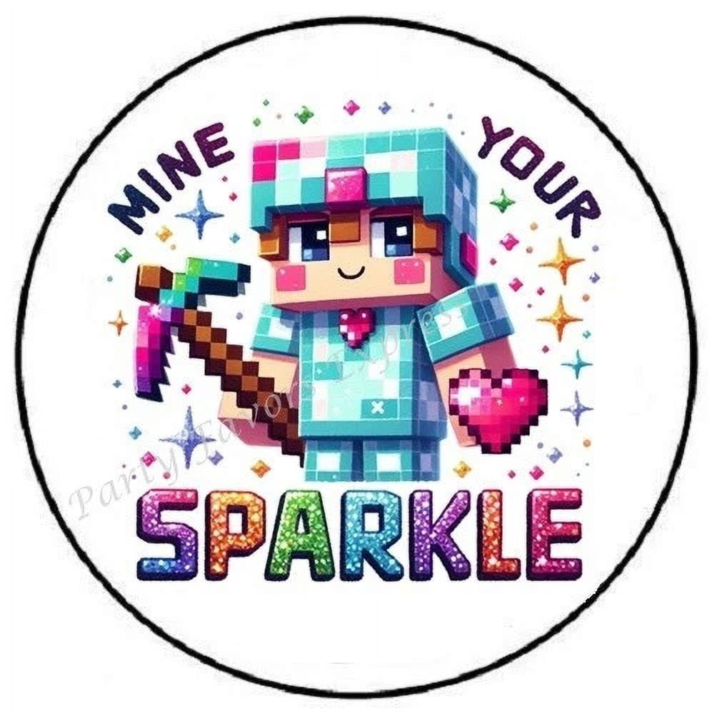Mine Your Sparkle Pixels Stickers Party Favors Phone Decal Water Bottle ...
