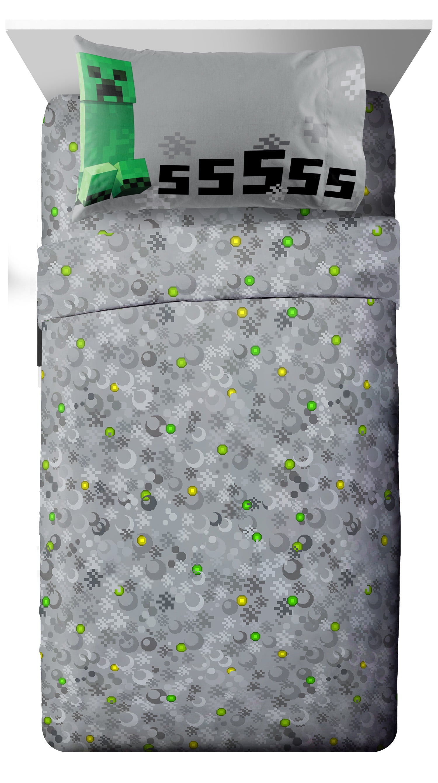 MineCraft Spawn Kids Gray Bed Sheet Set - Walmart.com