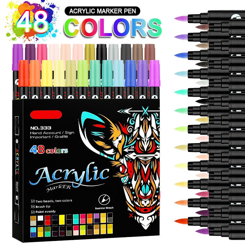 Mineart 2 Color Dual Head Acrylic Nail Marker Pen Set Vibrant Color For ...