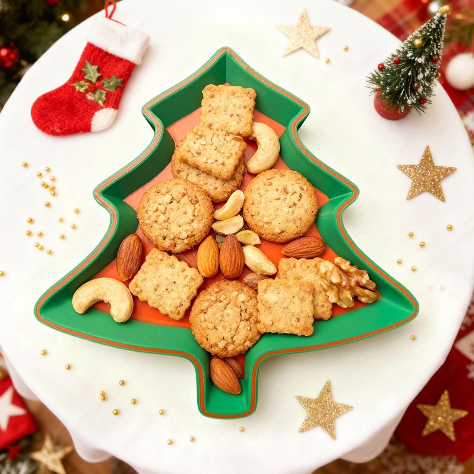 Mineart Christmas Tree Cookies Plates, Festive Serveware for Holiday ...