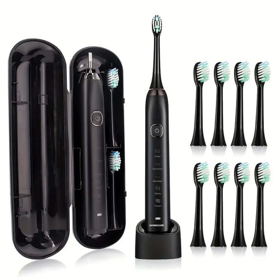 Mineart Electric Toothbrush With 8 Replacement Heads Travel Case ...