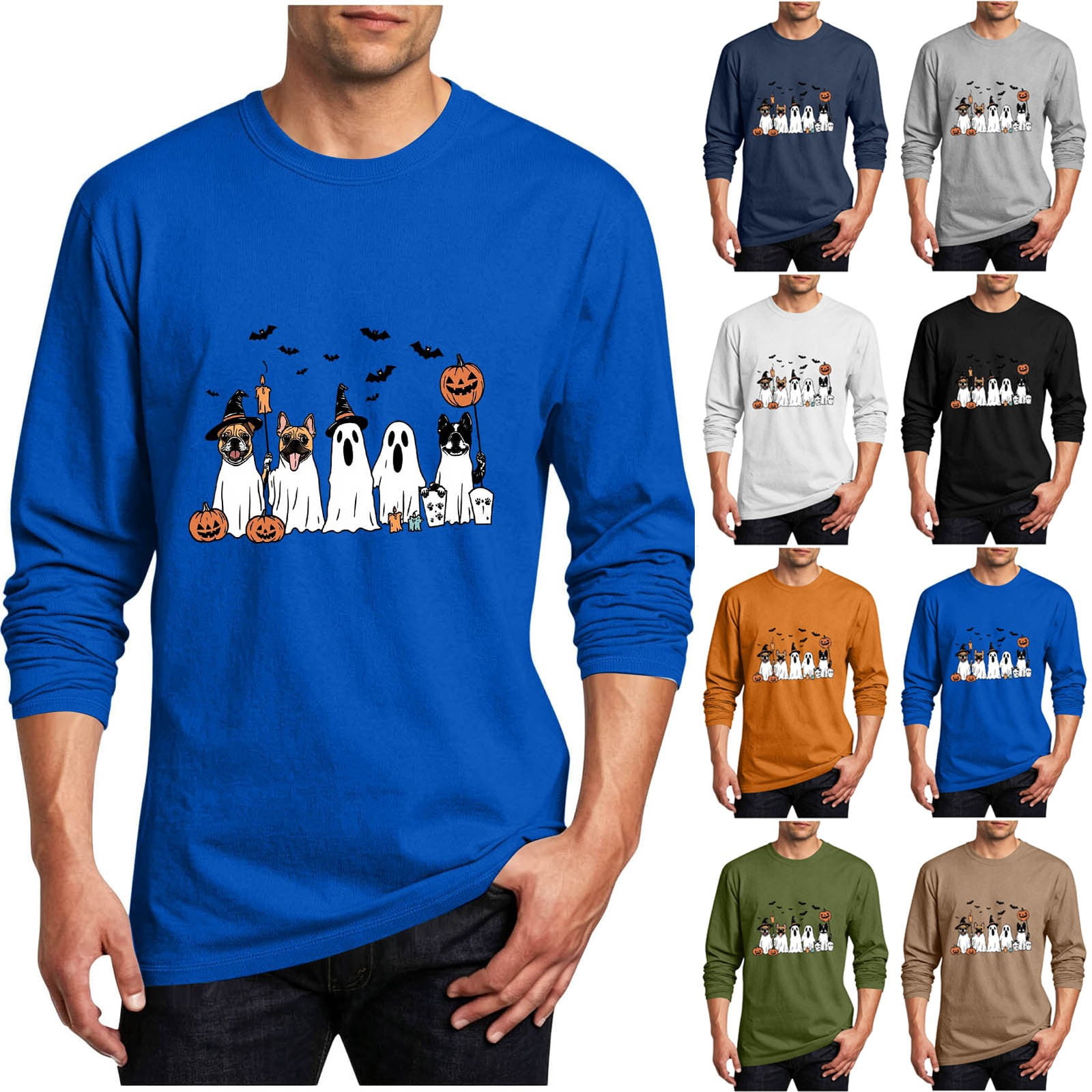 Mineart Men's Long Sleeve Crew Neck Shirts Tops Featuring Halloween ...