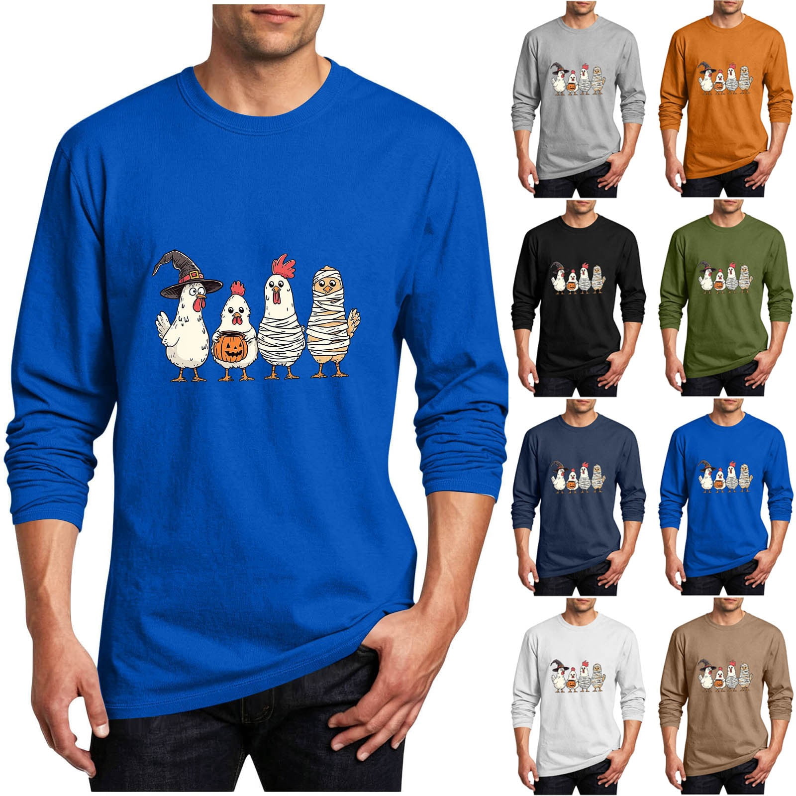 Mineart Men's Long Sleeve Crew Neck Shirts Tops Featuring Halloween ...