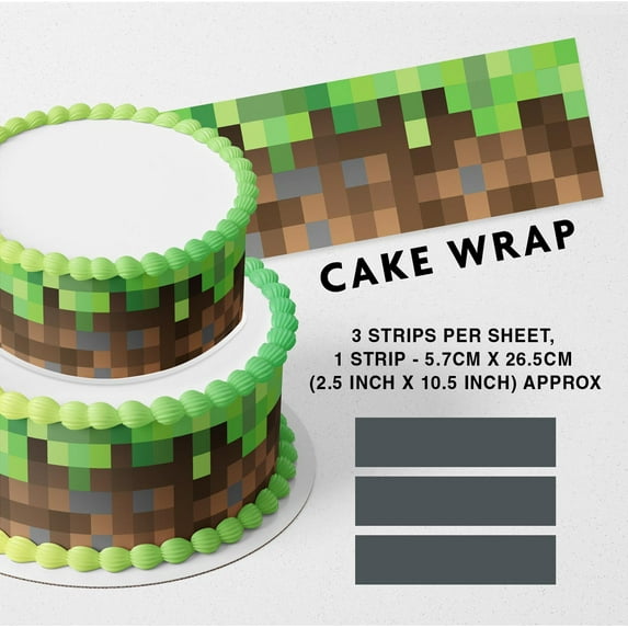 Minecraf Strips Edible Icing Printed Cake Wrap Strips Topper Ribbon ...