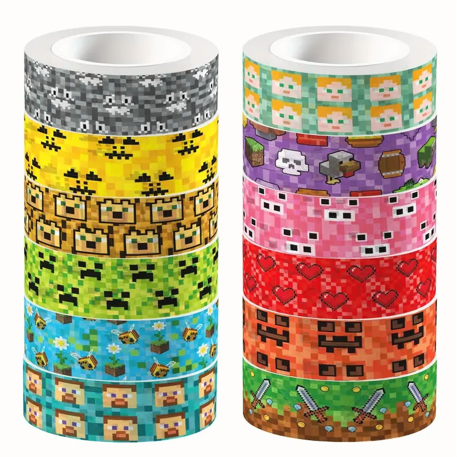 Minecraft 12 Rolls Pixel game transparent roll adhesive and paper tape ...