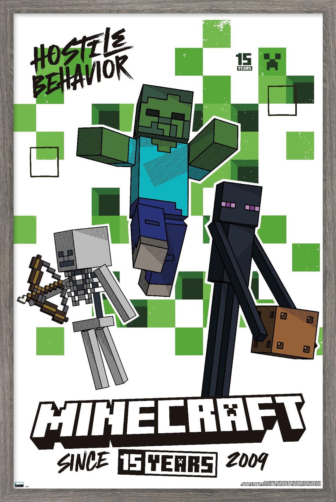 Minecraft: 15th Anniversary - Hostile Behavior Wall Poster, 14.725" x ...