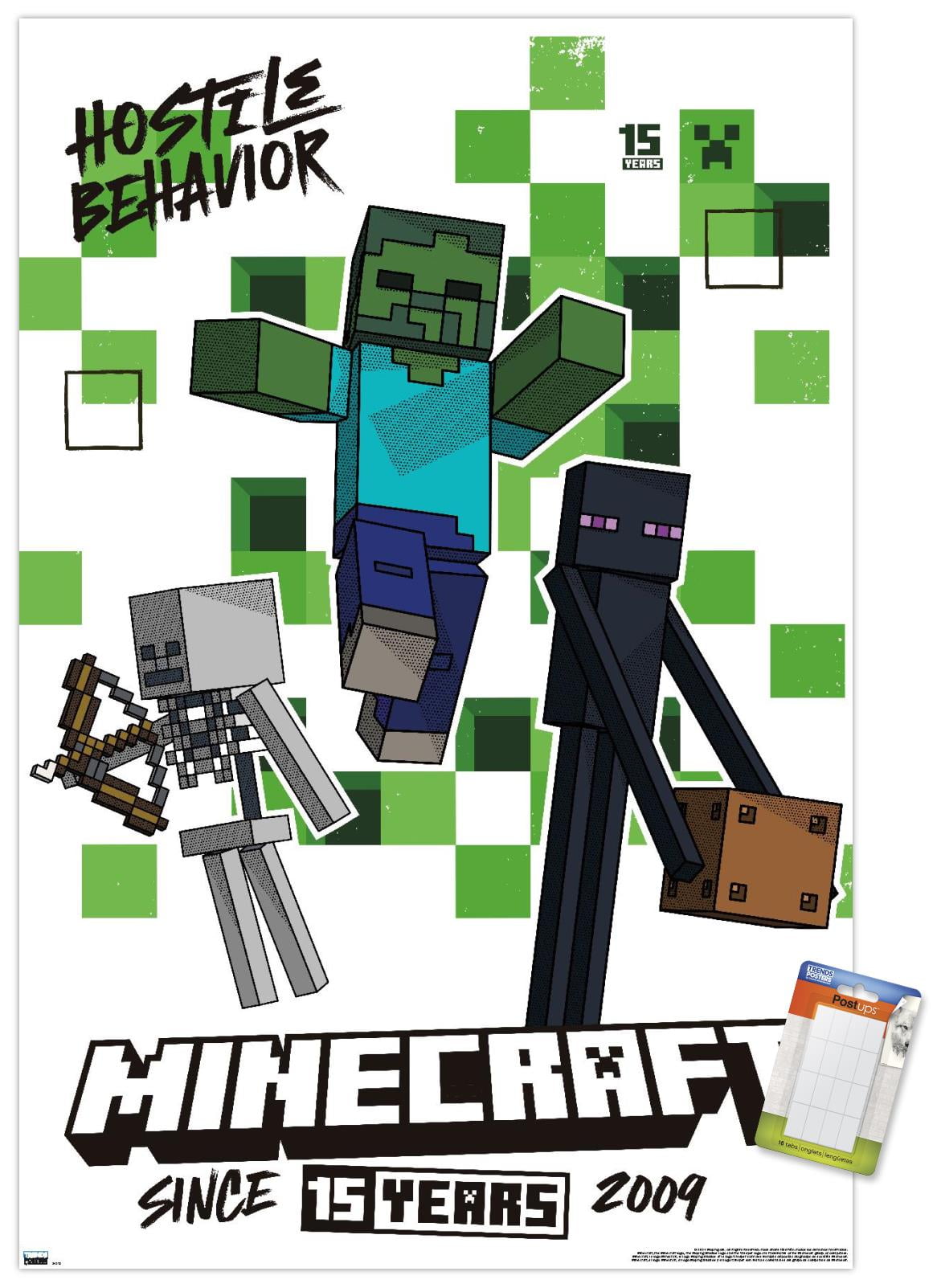 Minecraft: 15th Anniversary - Hostile Behavior Wall Poster, 14.725" x ...