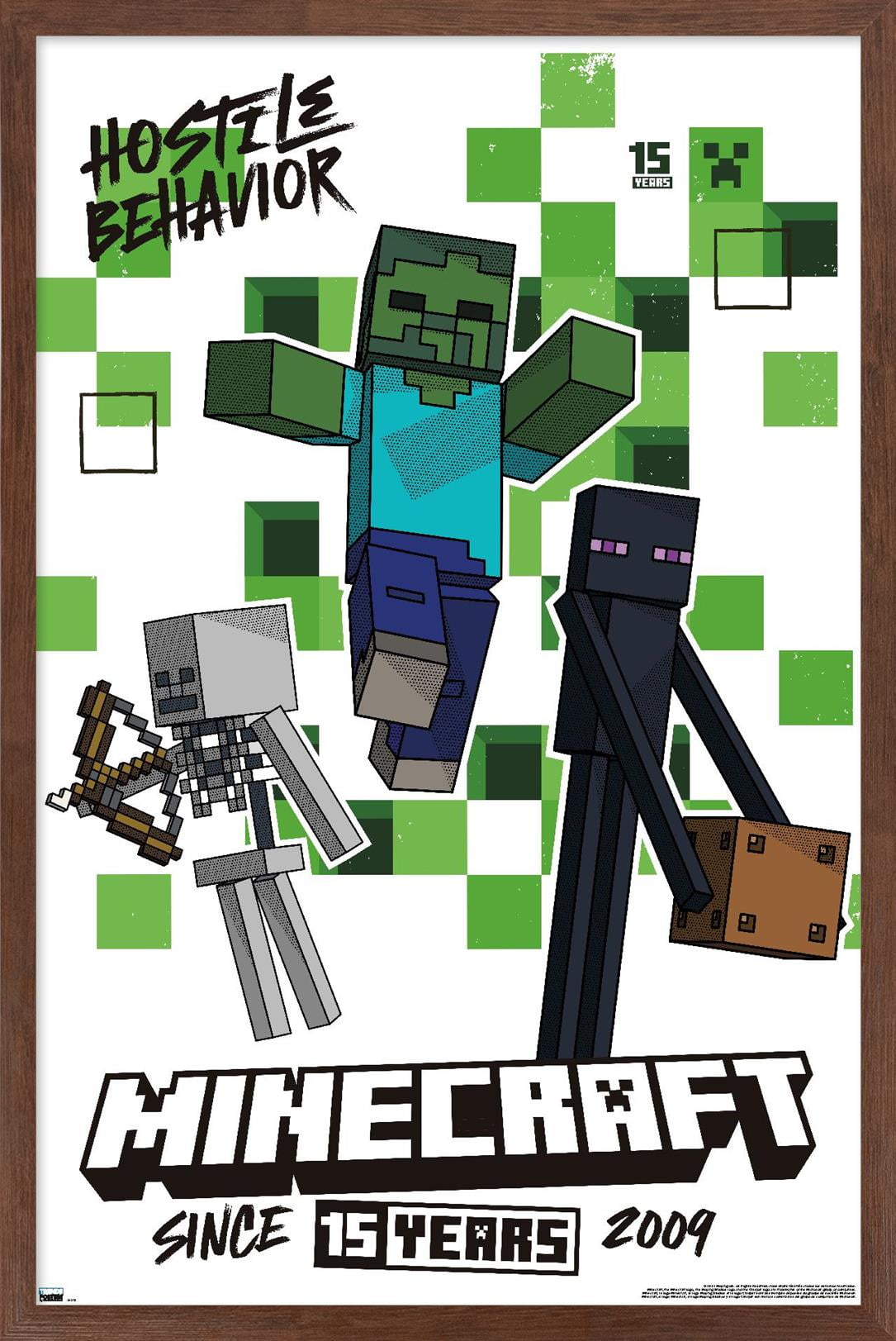 Minecraft: 15th Anniversary - Hostile Behavior Wall Poster, 22.375" x ...