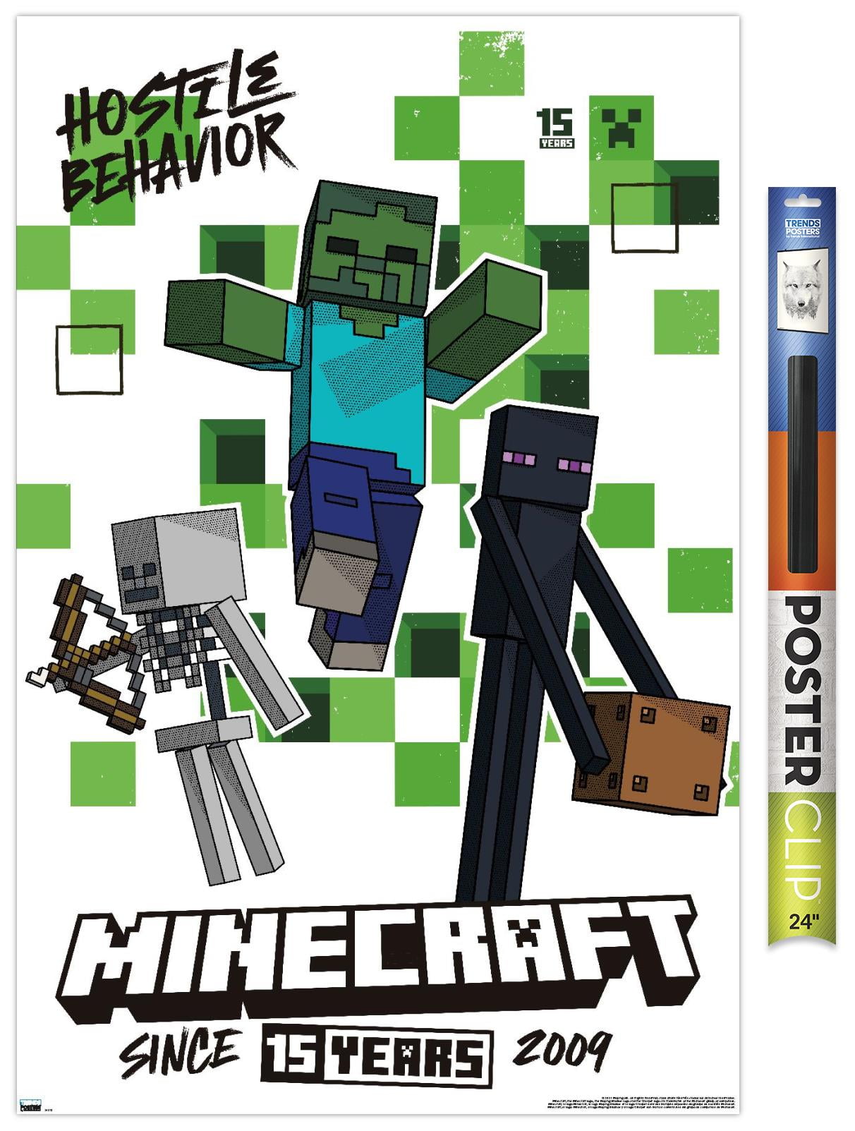 Minecraft: 15th Anniversary - Hostile Behavior Wall Poster, 22.375" x ...