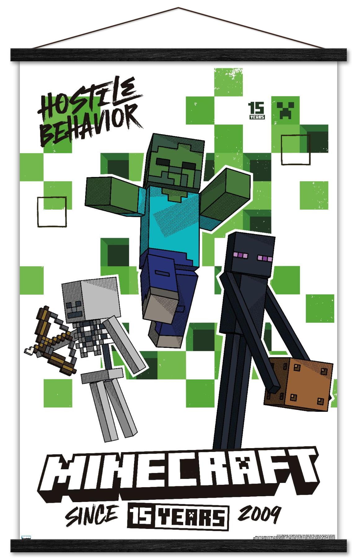 Minecraft: 15th Anniversary - Hostile Behavior Wall Poster with ...