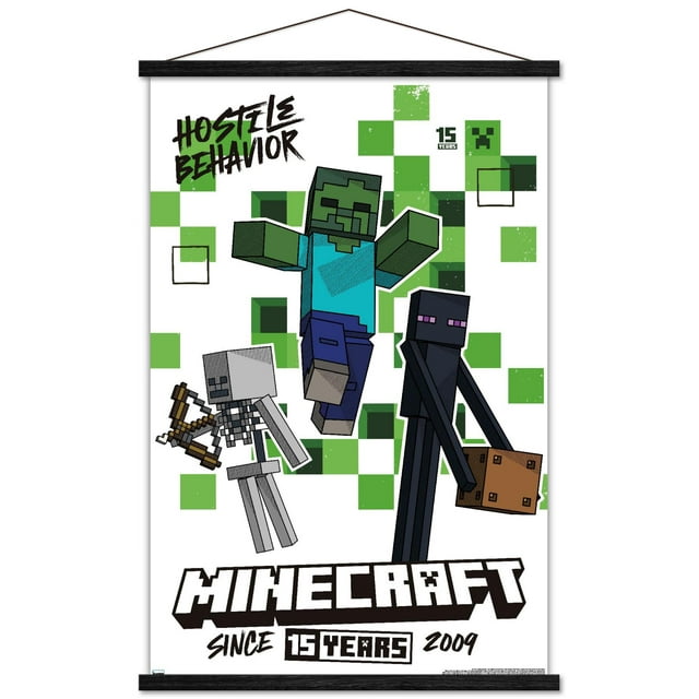 Minecraft: 15th Anniversary - Hostile Behavior Wall Poster with ...