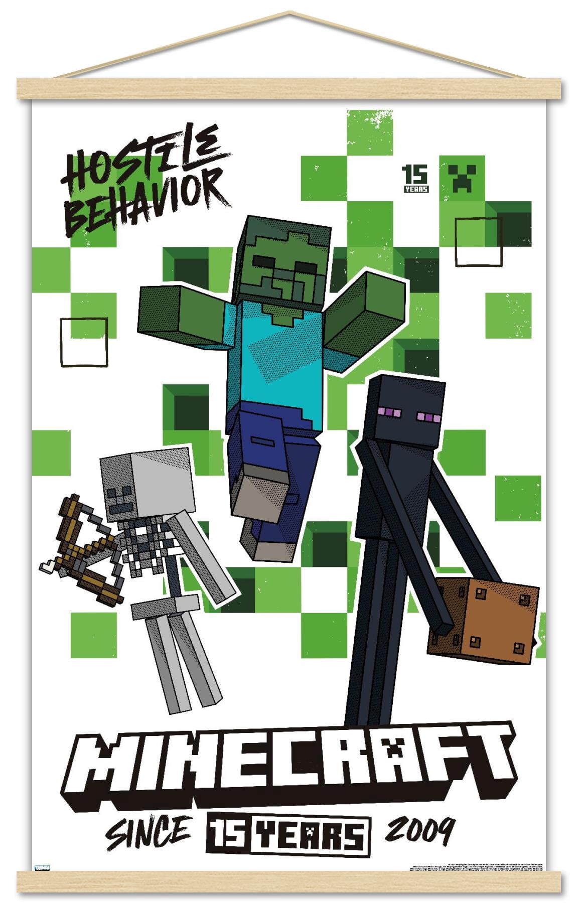 Minecraft: 15th Anniversary - Hostile Behavior Wall Poster with ...
