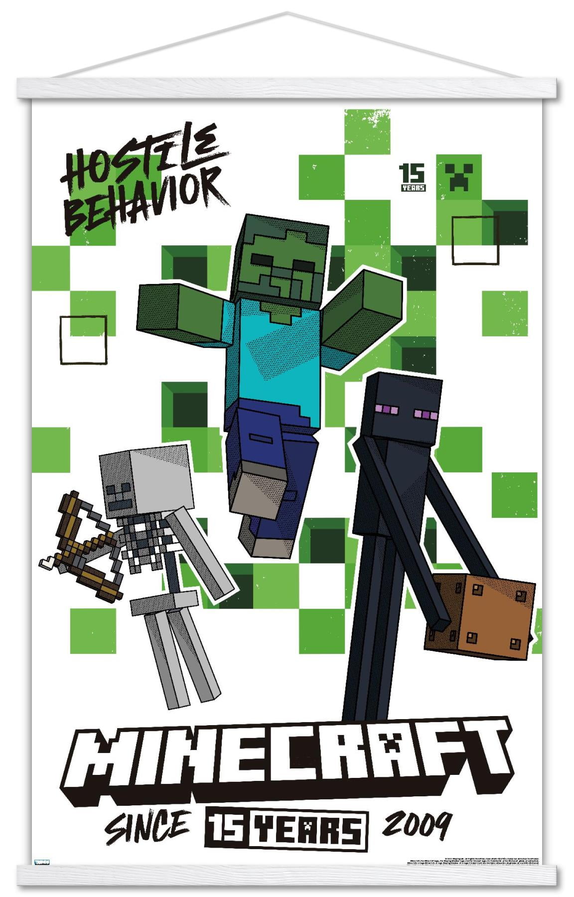 Minecraft: 15th Anniversary - Hostile Behavior Wall Poster with ...