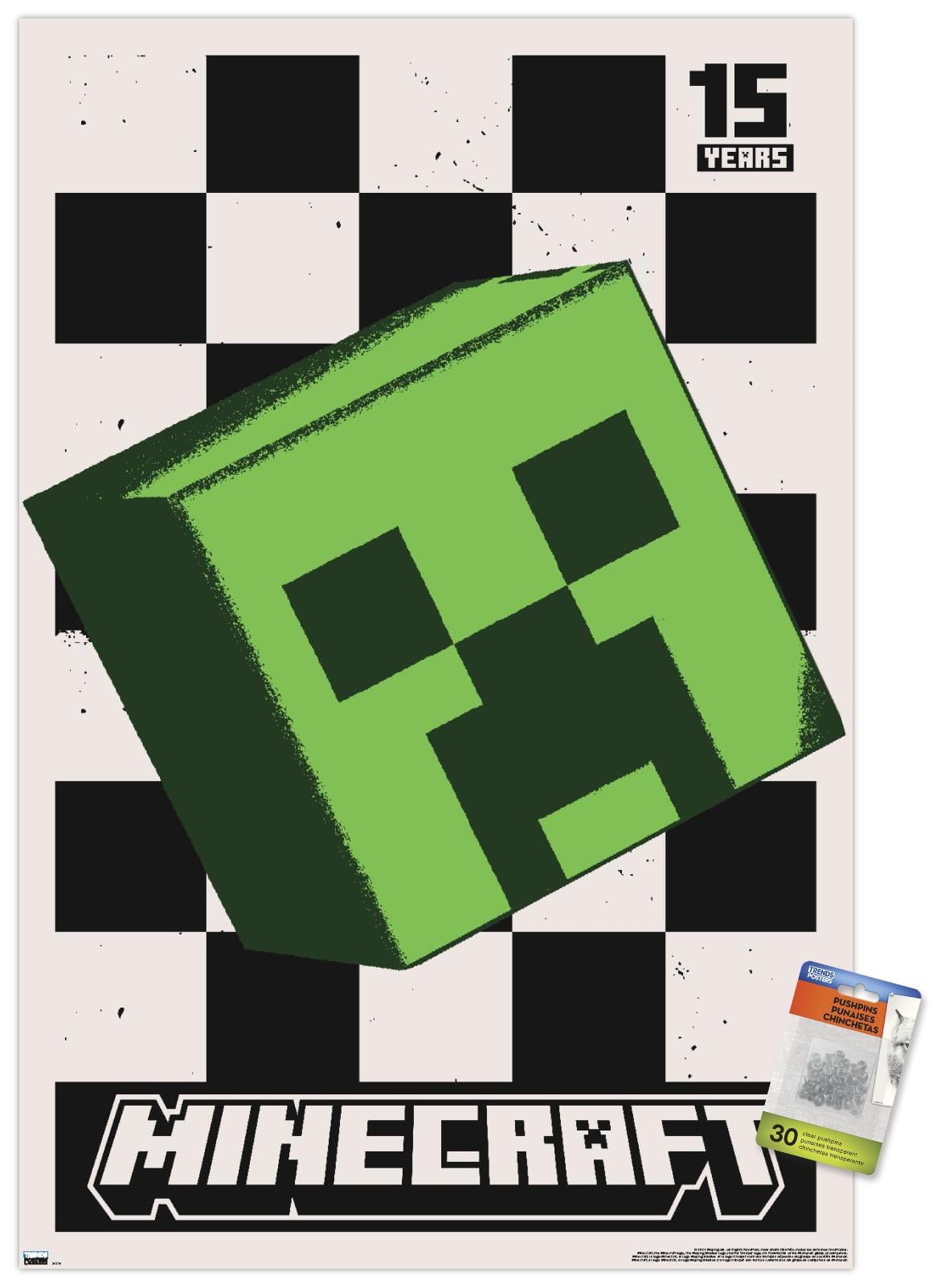 Minecraft: 15th Anniversary - Posterized Creeper Wall Poster with Push ...