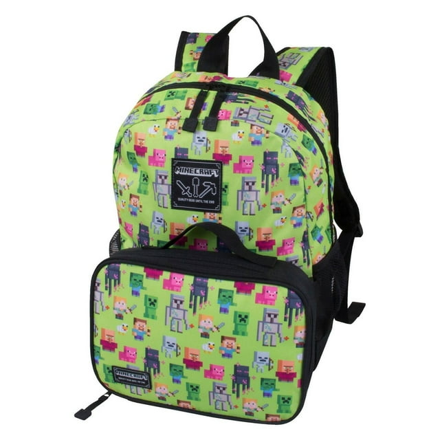 JINX Minecraft Overworld Sprite Backpack with Detatchable Lunch Bag Set ...