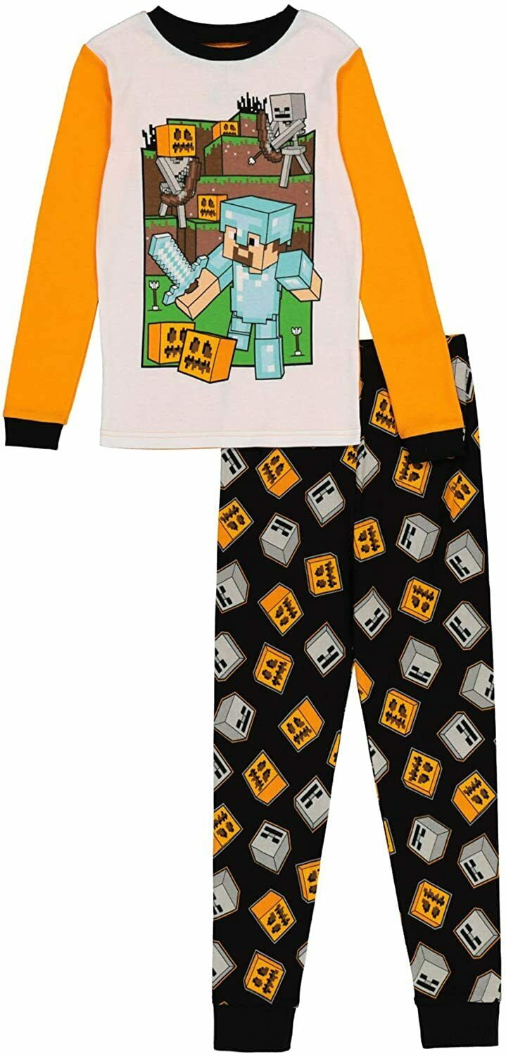 Minecraft 2 PC Halloween Long Sleeve Tight Fit Cotton Pajama Set Boy ...