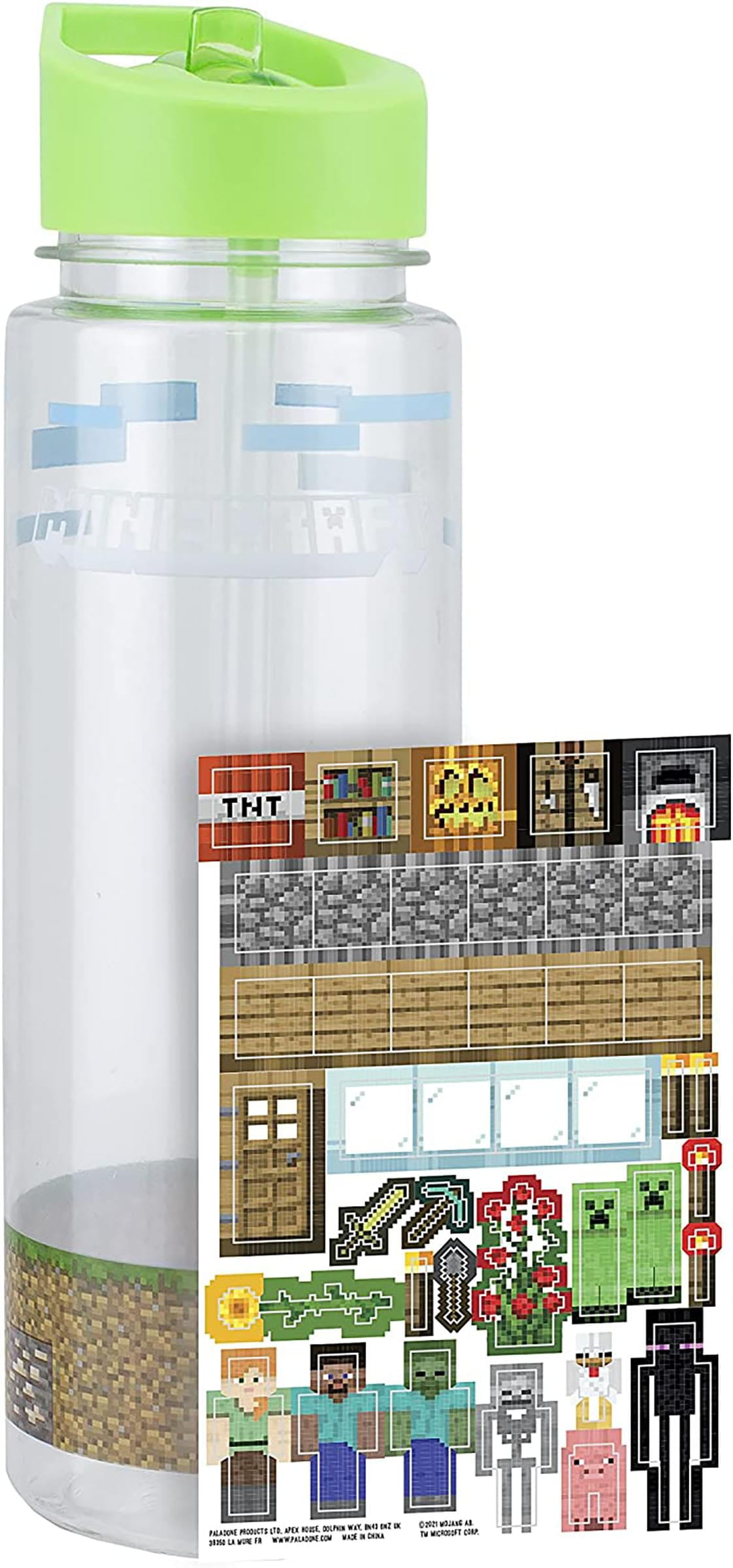 Minecraft 21 Ounce Plastic Water Bottle and Stickers - Walmart.com