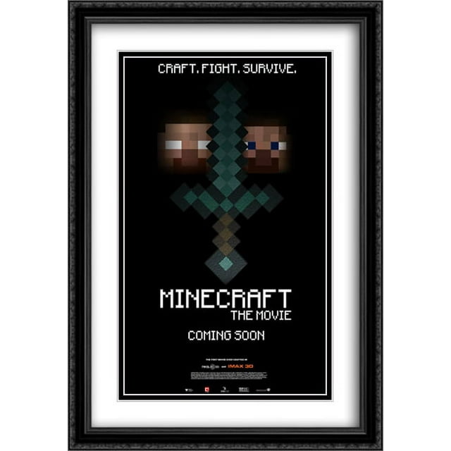 Minecraft 28x40 Double Matted Large Black Ornate Framed Game Poster Art ...