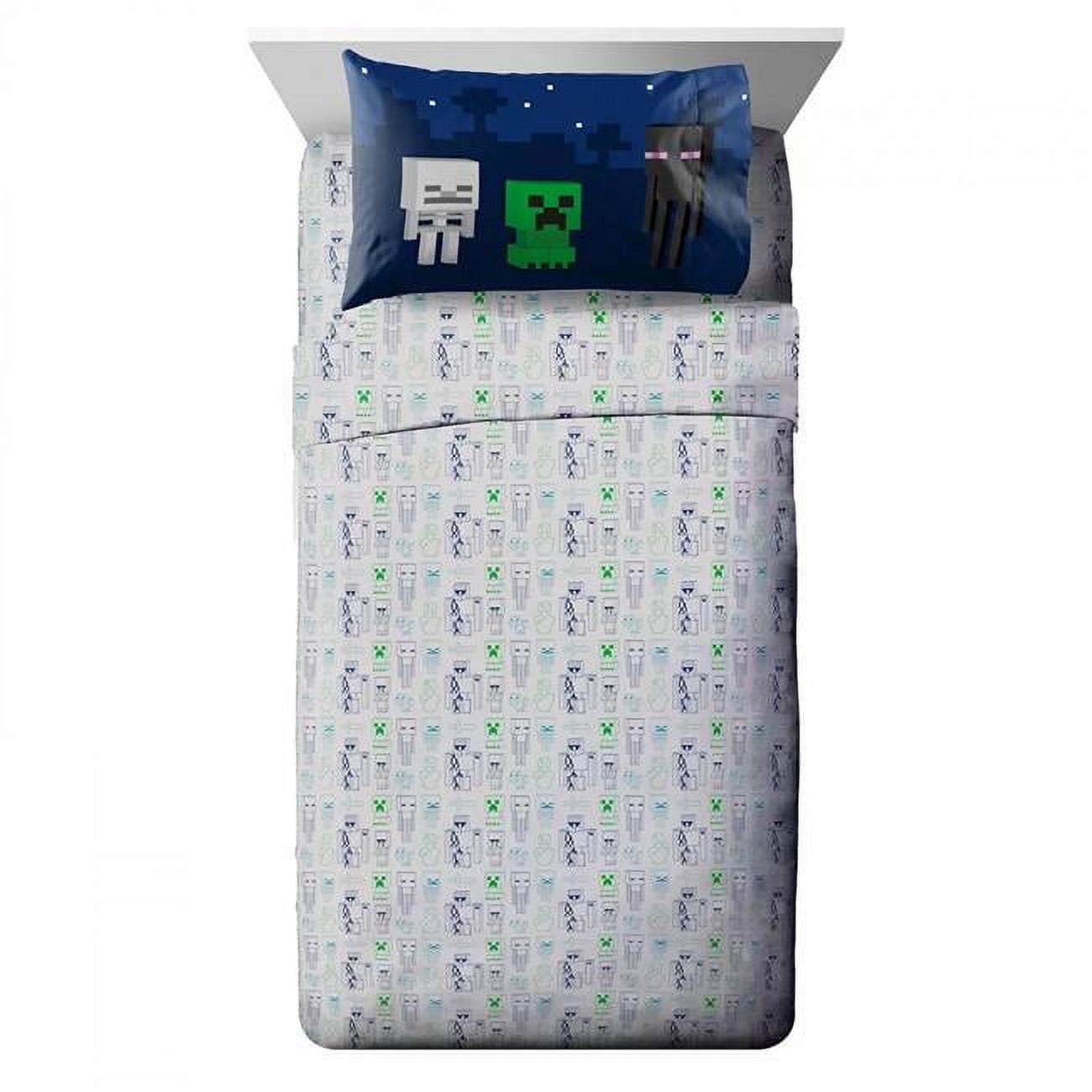 Minecraft Night Mobs Twin Size Sheet Set, Polyester Microfiber, Creeper ...
