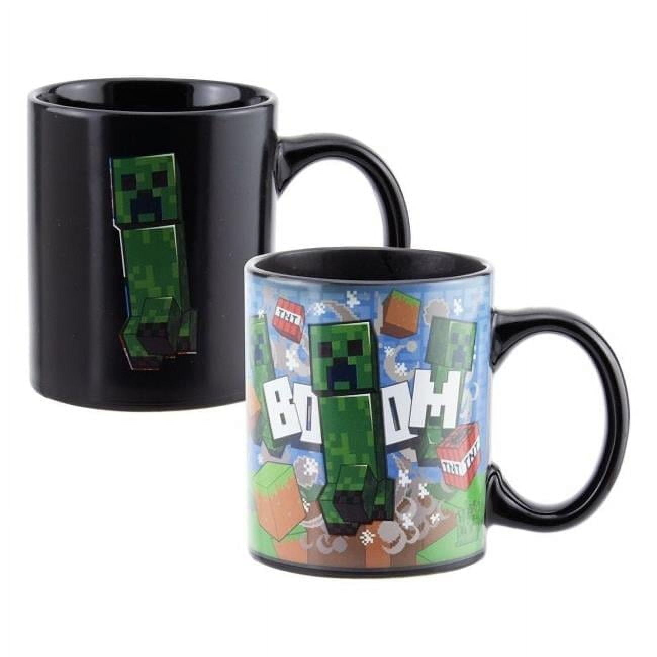 Minecraft 875392 10 oz Minecraft Creeper Heat Change Ceramic Mug, Black ...