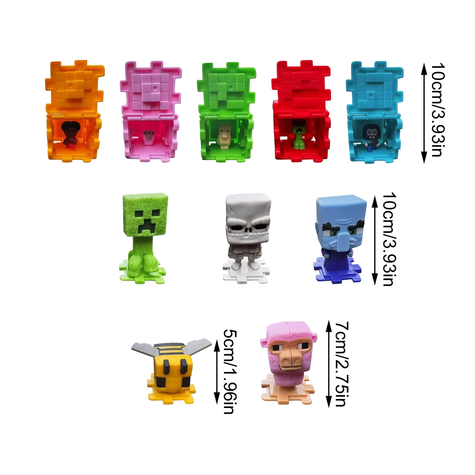 Minecraft Action Figure, 1.95"Bee, 2.75" Pink Sheep, 3.93" Creeper ...
