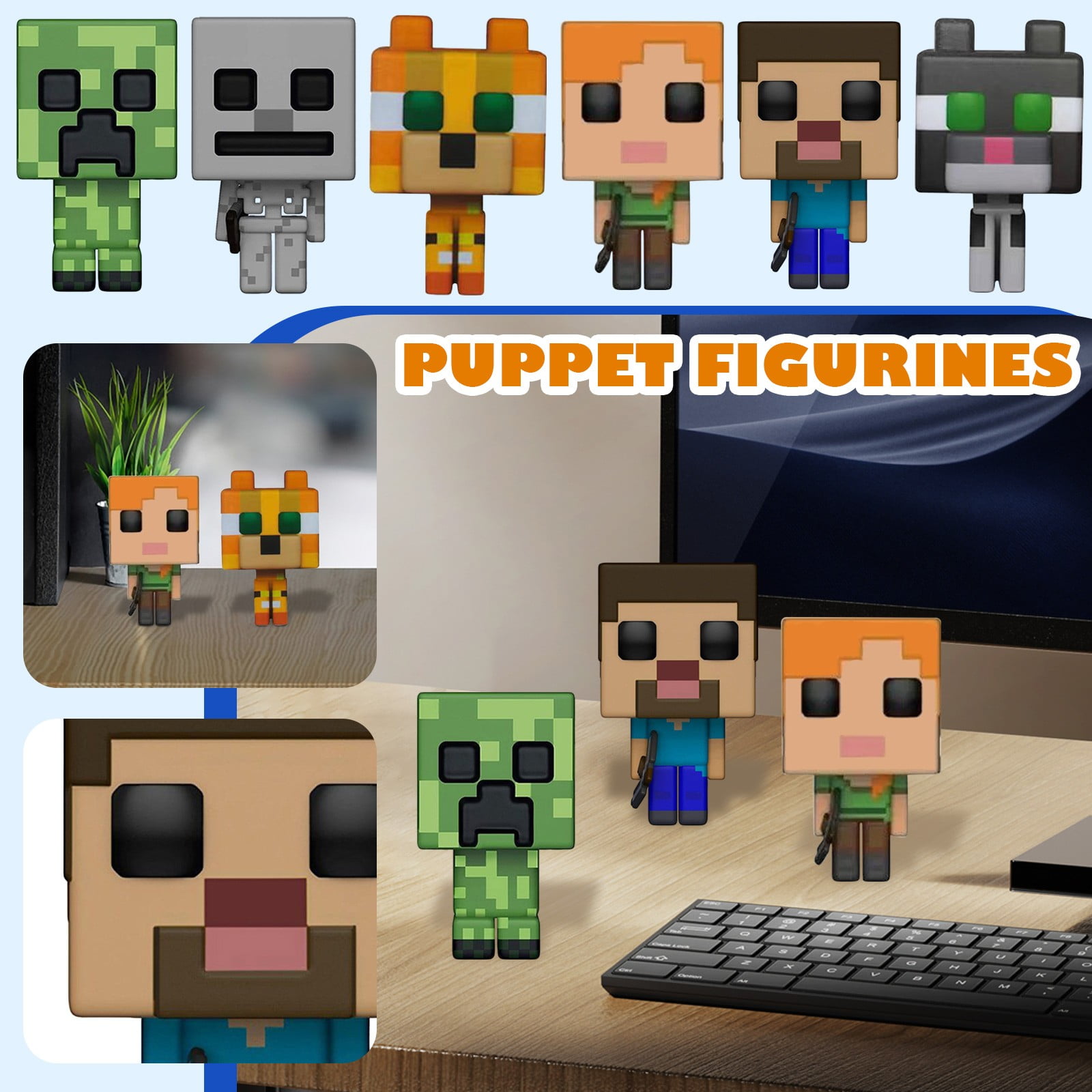 Minecraft Action Figures Collection, 3.9-inch Scale & Pixelated Design ...