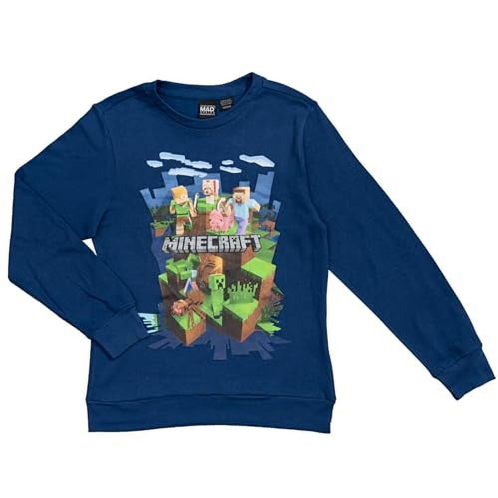 Minecraft Action Scene Boys Navy Long Sleeve Sweatshirt (US, Alpha ...