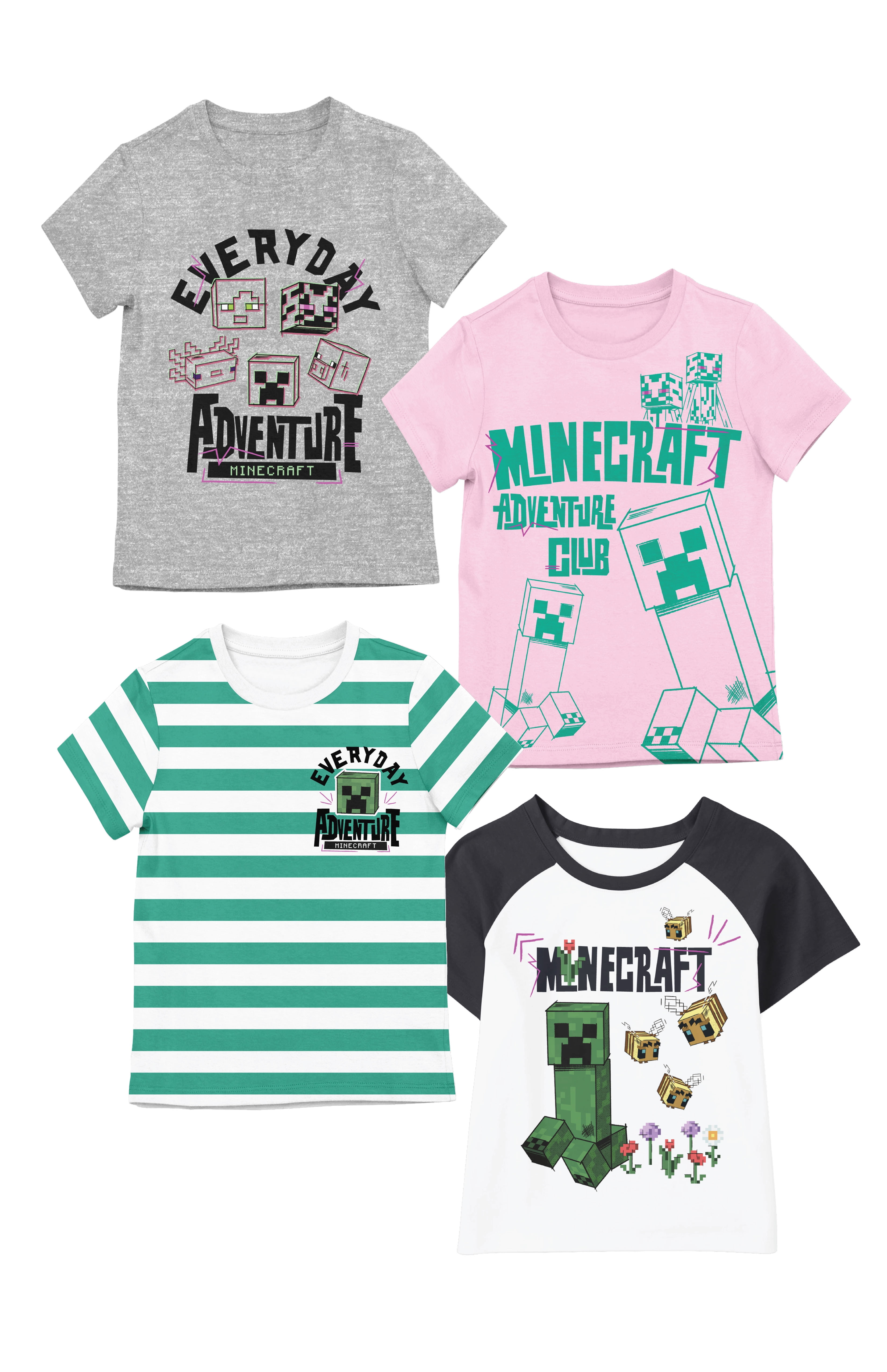 Minecraft Adventure Club 4pk Crew Neck Short Sleeve Youth Girl's Tees ...