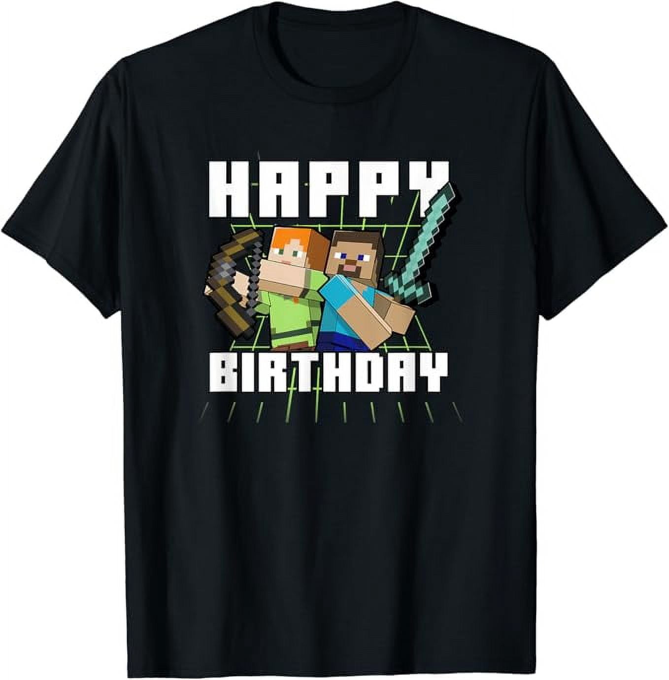 Minecraft Alex & Steve Happy Birthday T-Shirt, Black Color, Size 5XL ...