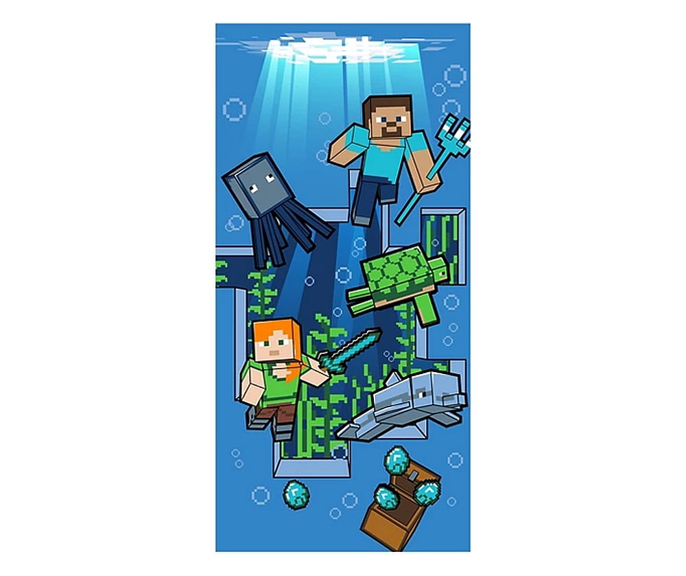 Minecraft Alex and Steve Underwater Mob Beach, Pool or Bath Towel, 28 ...