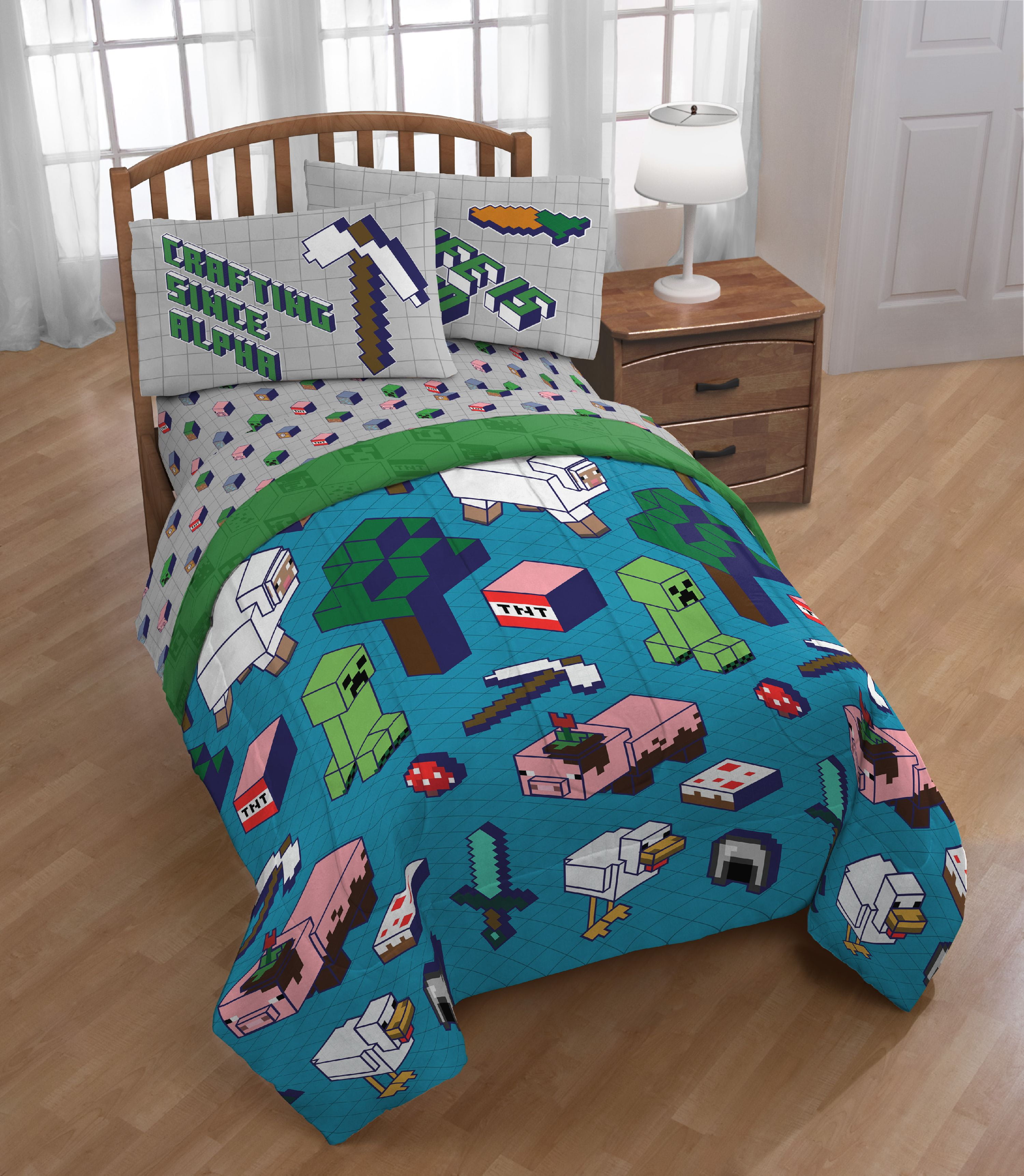 Minecraft Animals Boys Twin Comforter & Sheet Set (4 Piece Bed Set ...