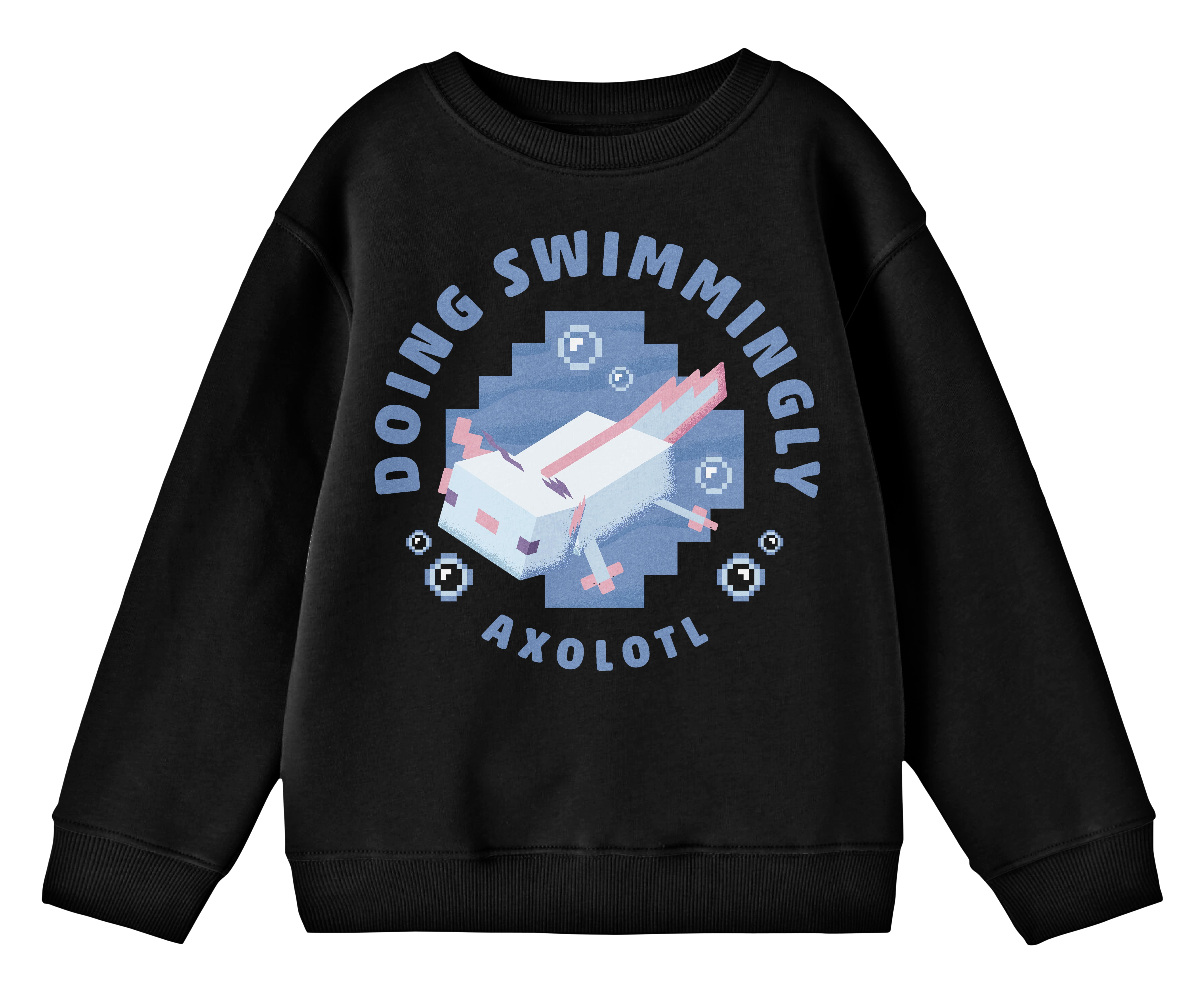 Minecraft Axolotl Doing Swimmingly Boy's Black Sweatshirt-XL - Walmart.com