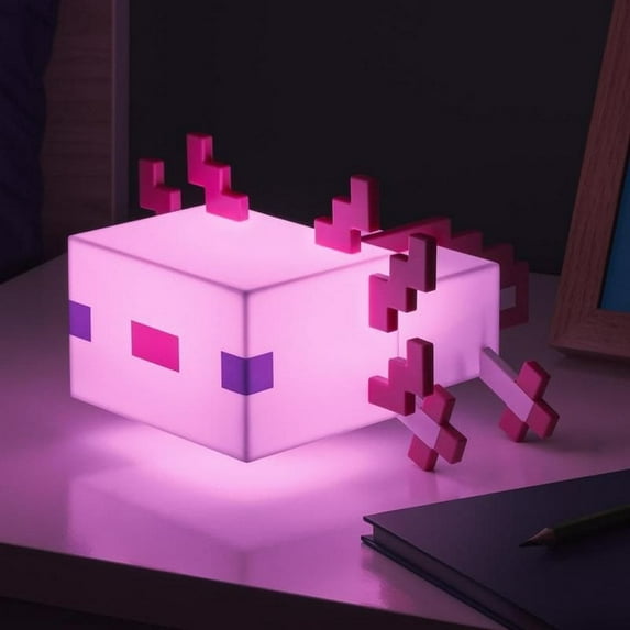 "Paladone Minecraft Axolotl Light, Pixelated Game Room Mood Lamp, 5 ...