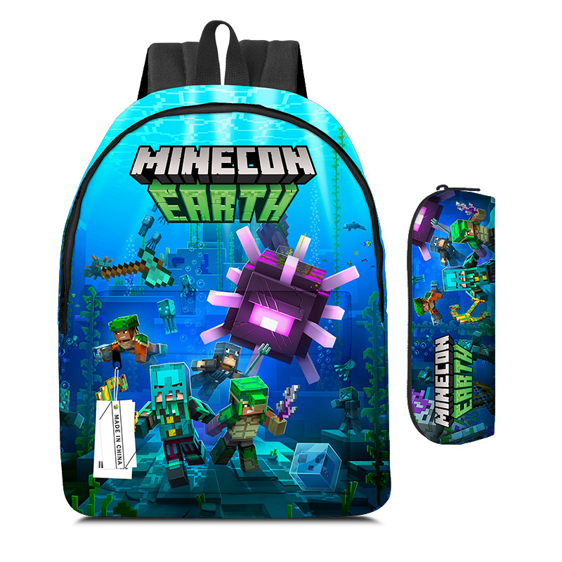 Minecraft Backpack 16" Molded Pickaxe Bag Backpack Pronunciation 2pc ...
