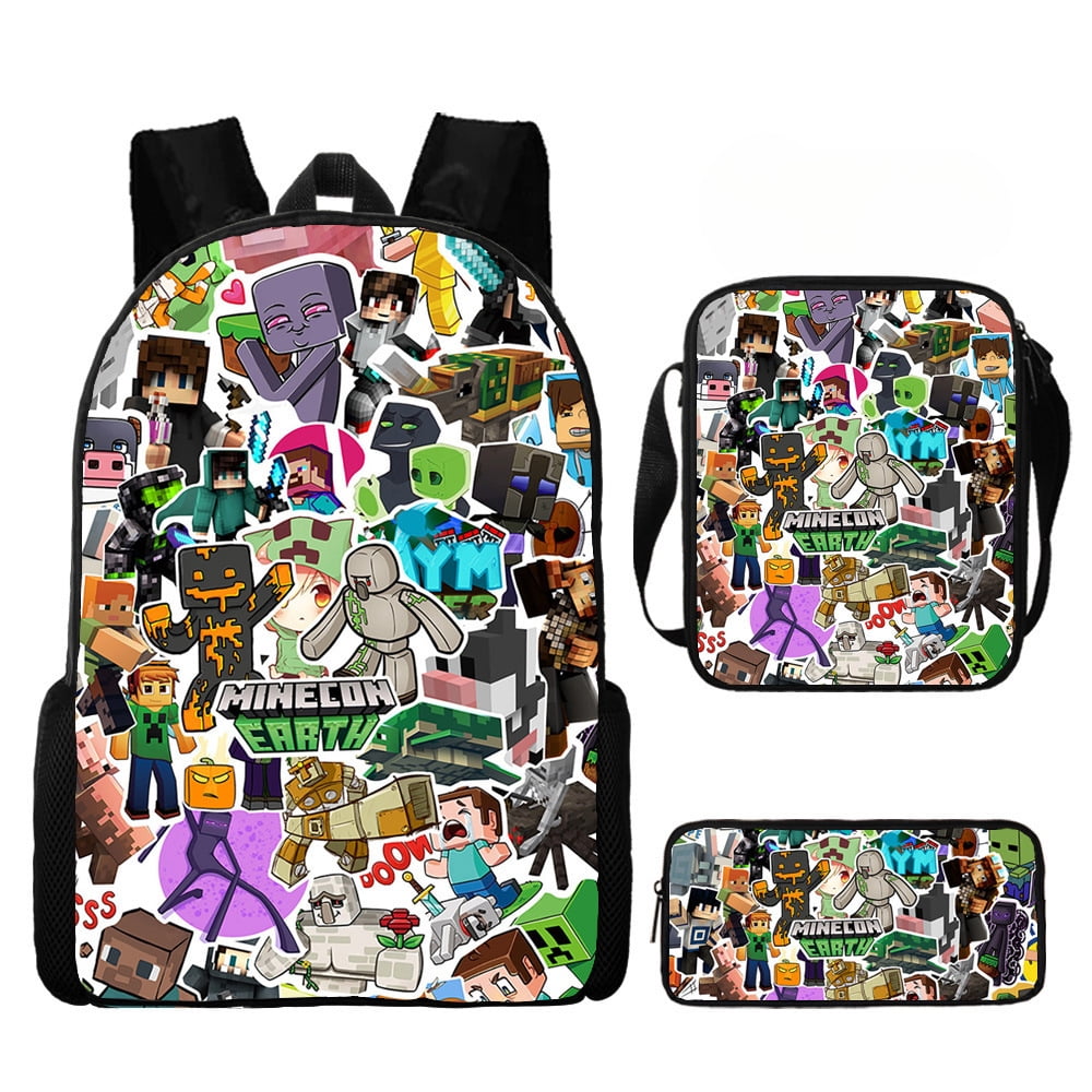 Minecraft Backpack Bundle Cartoon backpack - 16' Minecraft Backpack ...