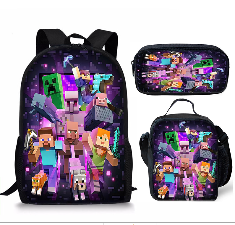 Minecraft Backpack Cartoon Backpack Game Backpack Travel Backpack Set ...