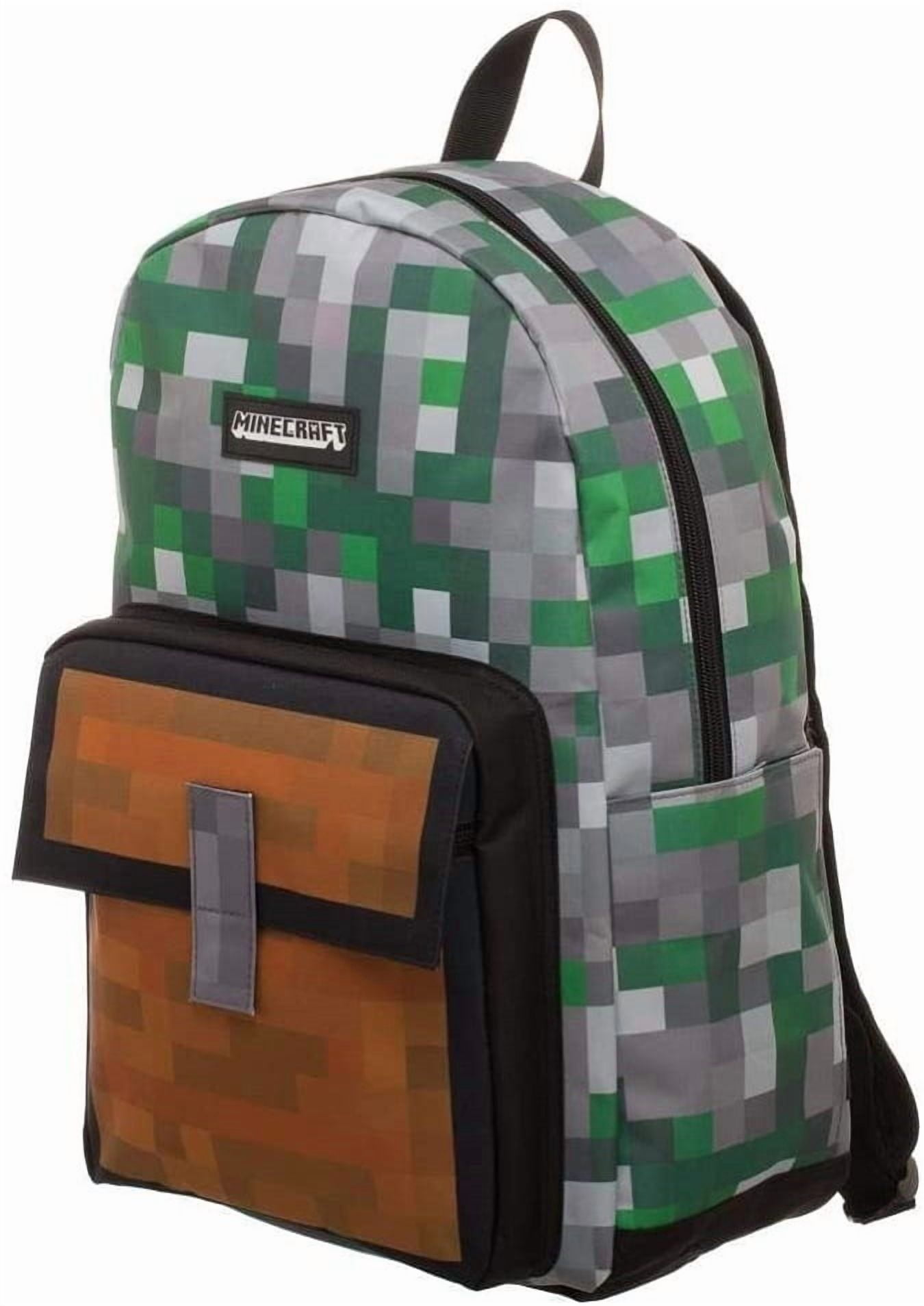 Minecraft Backpack For Gamer Black Rucksack | Green Creeper Zombie ...