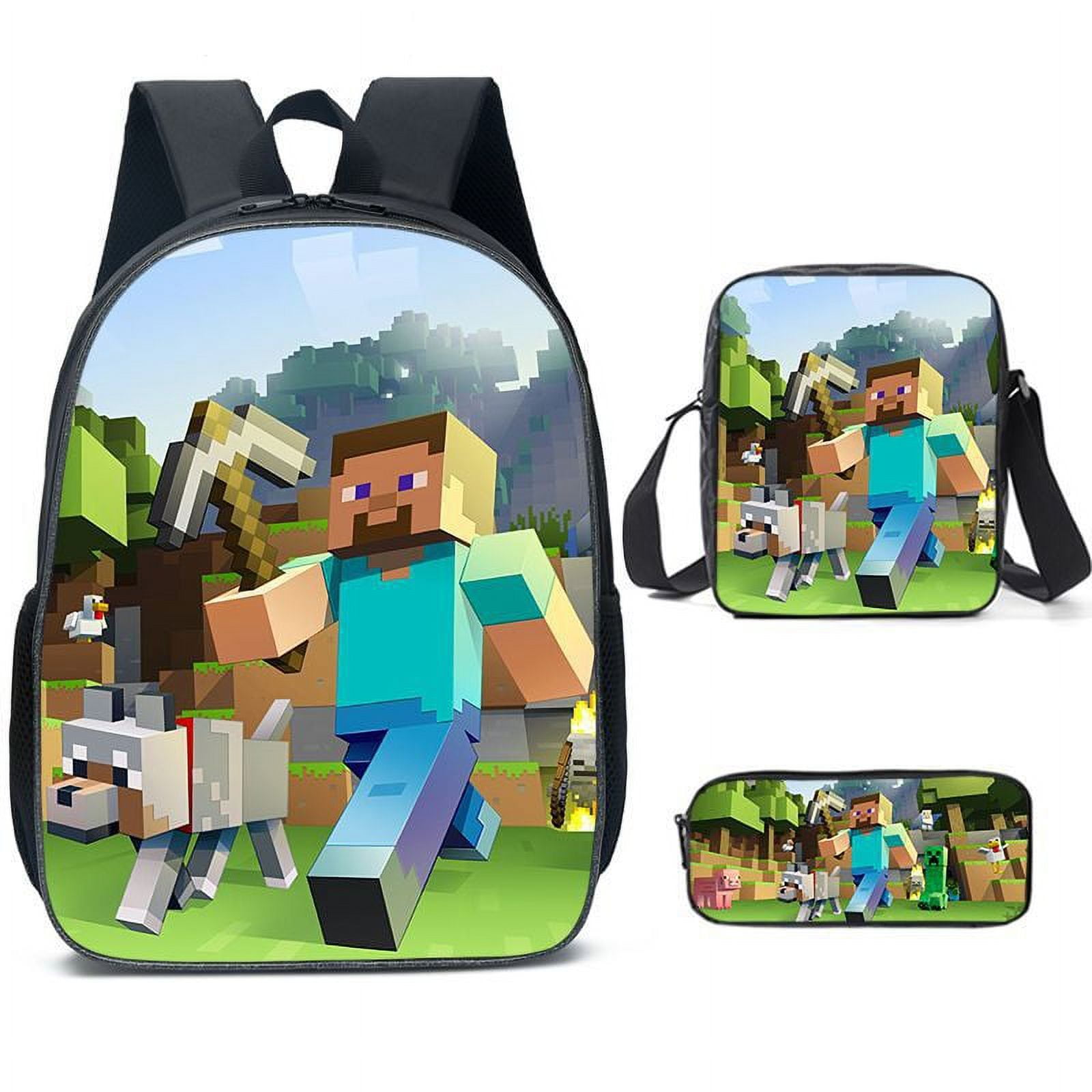 Minecraft Backpack| Gamer Black Rucksack | Green Creeper Zombie ...