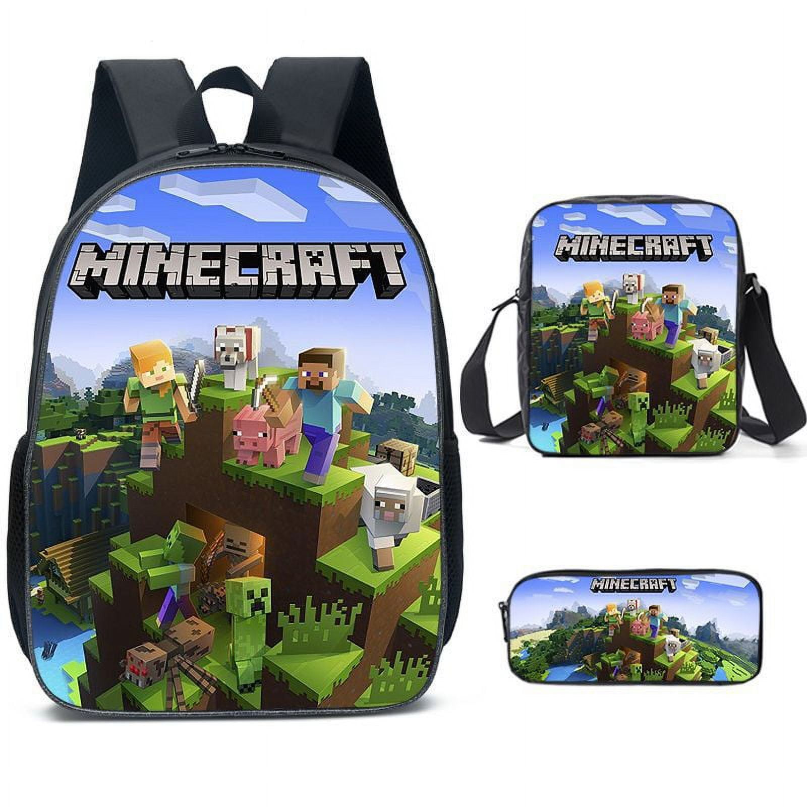 Minecraft Backpack| Gamer Black Rucksack | Green Creeper Zombie ...