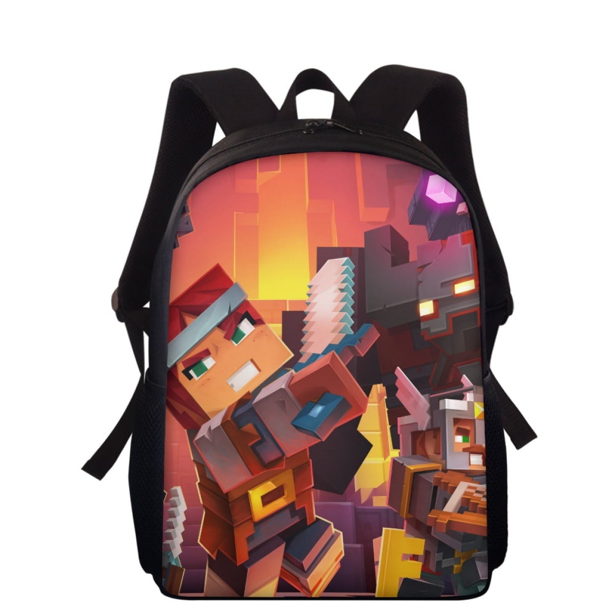 Minecraft Backpack| Gamer Black Rucksack | Green Creeper Zombie ...